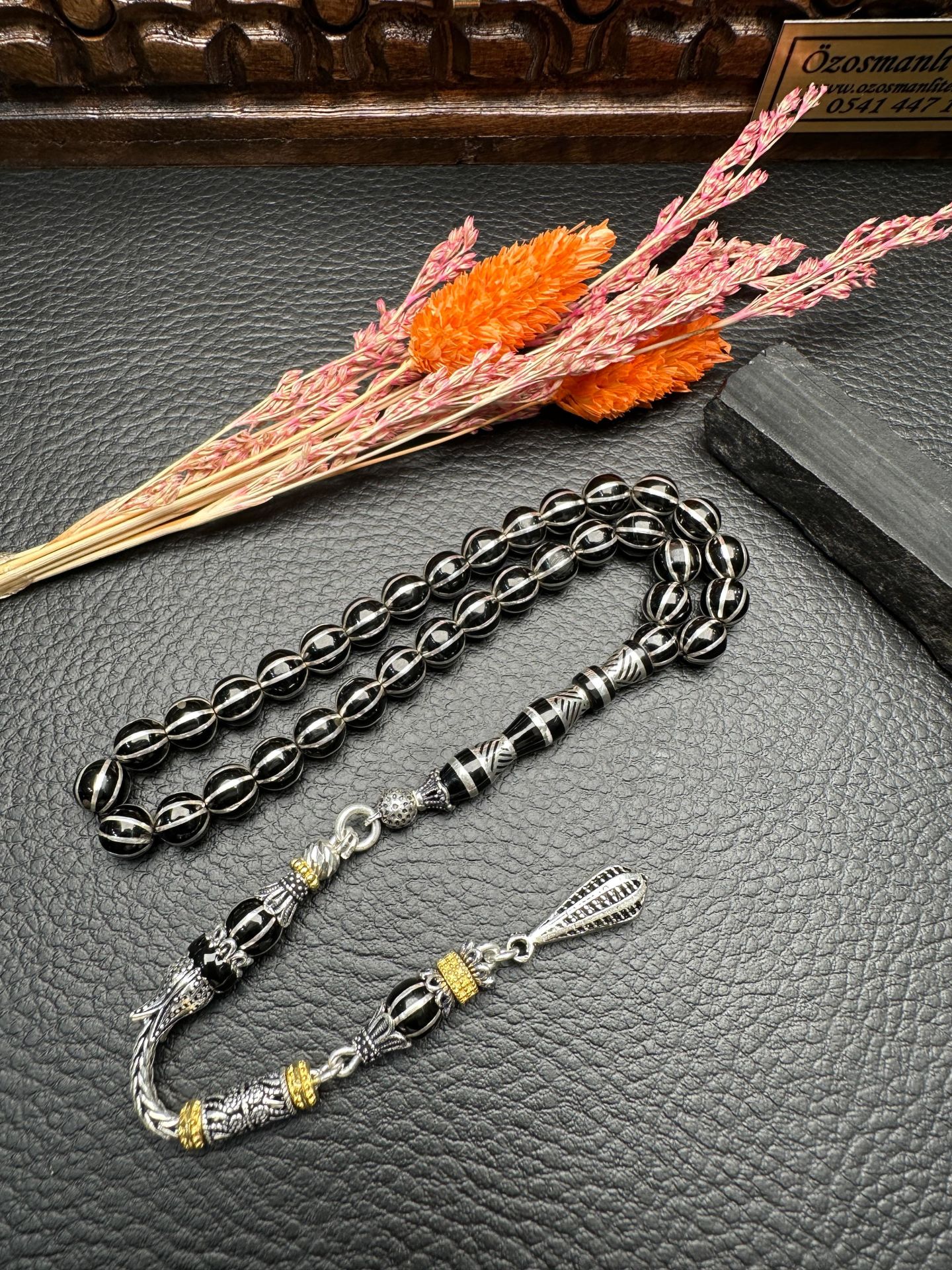 Gümüş Yarma İşlemeli Bilek Boy Erzurum Oltutaşı Tesbih - Erzurum Oltu ...