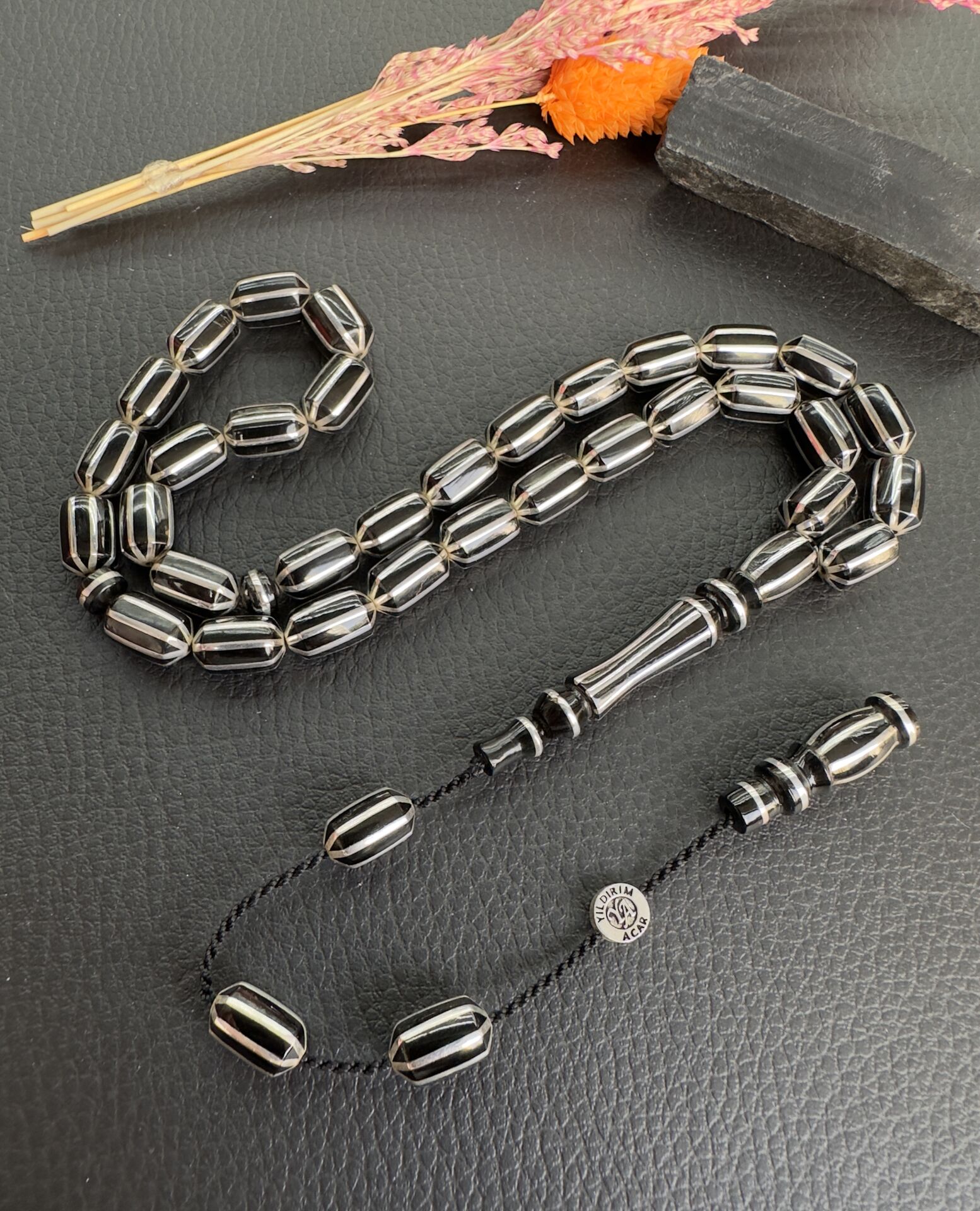 Kapsül Model Yarma Gümüş İşleme Oltu Tesbih - Oltu Tesbihler