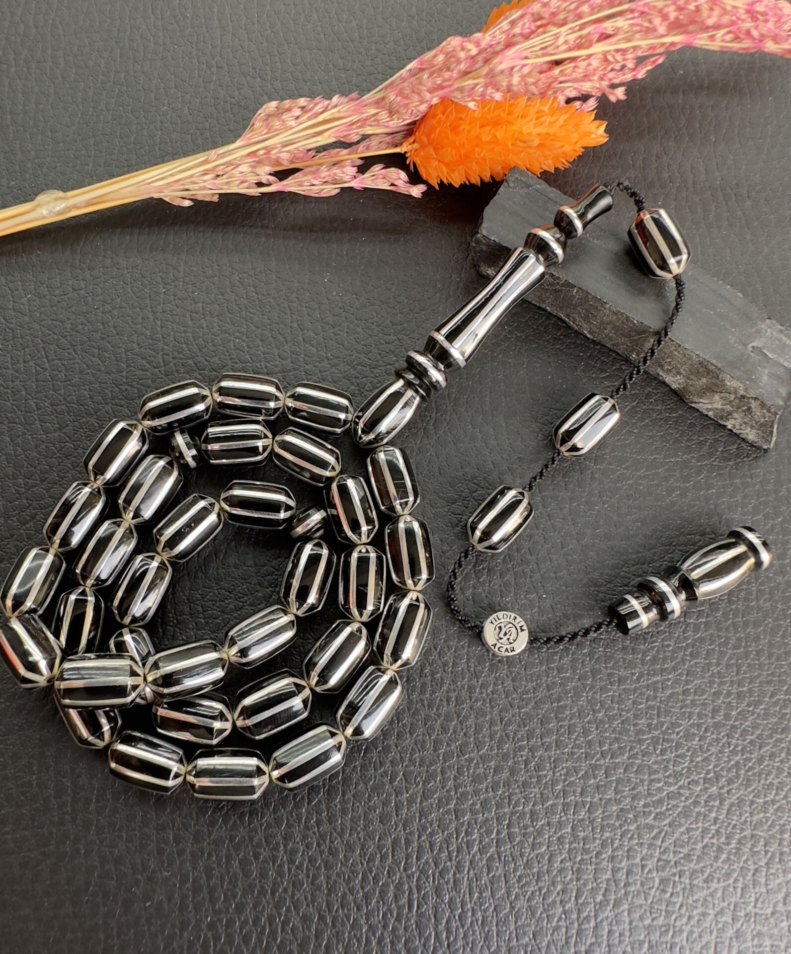 Kapsül Model Yarma Gümüş İşleme Oltu Tesbih - Oltu Tesbihler