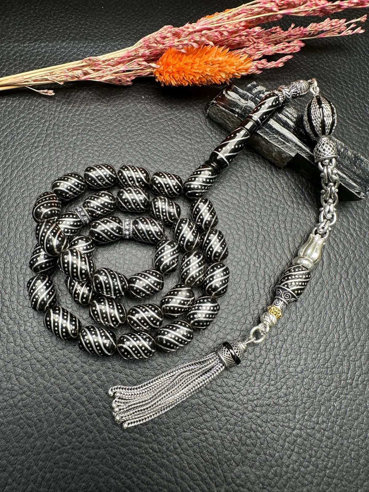 Kapsül Model Gümüş Yarma İşlemeli Erzurum Oltu Taşı Tesbih - Erzurum ...