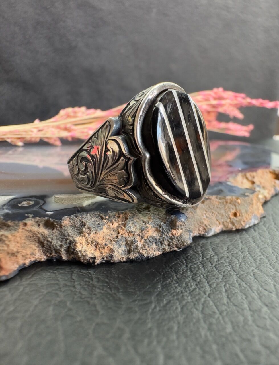 Gümüş Yarma Model Otu Yüzük - Gümüş Yüzükler