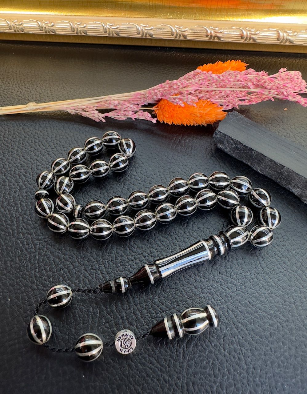 Gümüş Yarma İşlemeli Küre Model Erzurum Oltutaşu Tesbih - Oltu Tesbihler