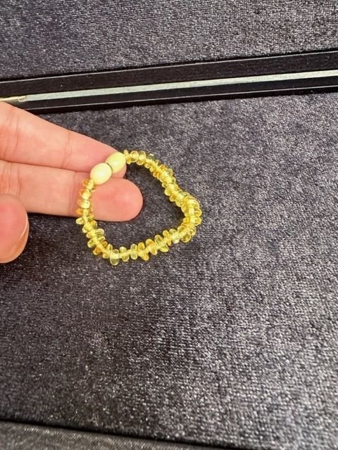 Damla Kehribar Kırıktaş Model Bebek Bileklik Ve Kolye Set Kehribar