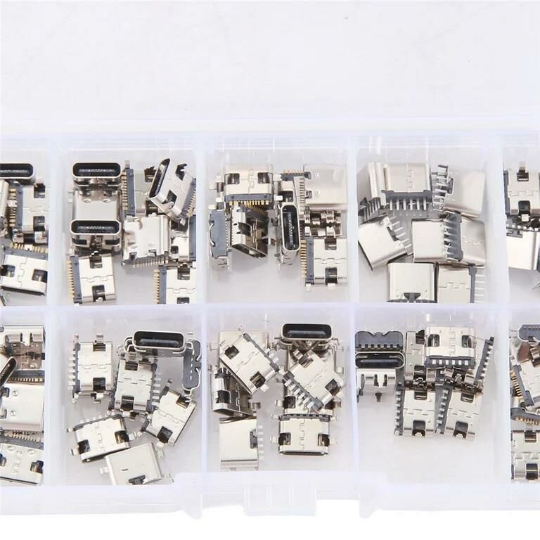 100 Adet Type-C Soket Seti Smd Dip 6-16 Pim 10 Çeşit Şeffaf Çantada I ...