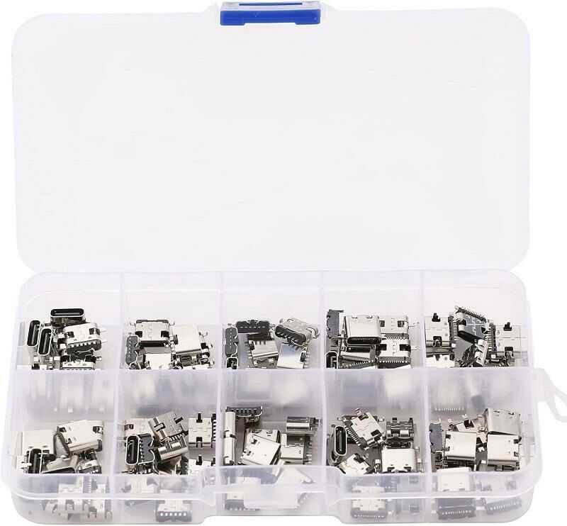 100 Adet Type-C Soket Seti Smd Dip 6-16 Pim 10 Çeşit Şeffaf Çantada I ...