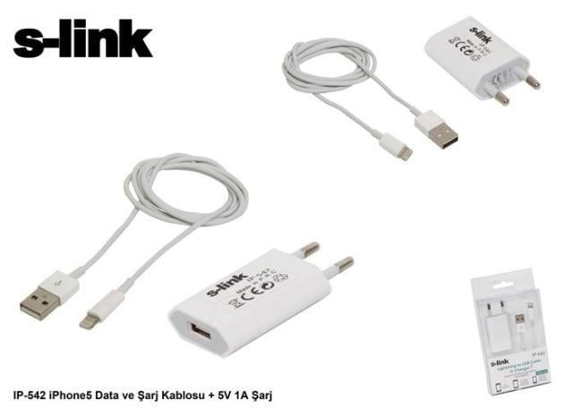 S-LİNK IP-542 USB IPOD/IPAD/IPHONE5 USB DATA ŞARJ KABLO- (BEYAZ) 5V 1A ...