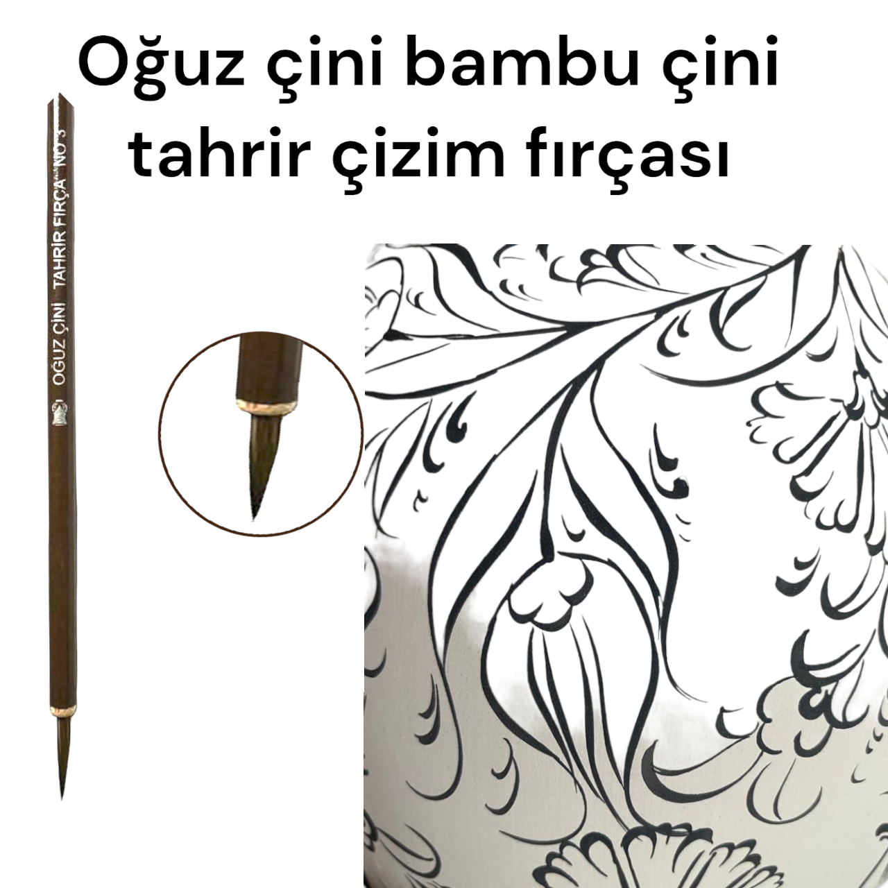 Oğuz Çini Oğuz Çini Kurt Kılı 4 No Tahrir Samur Çizim Bambu Fırça ...