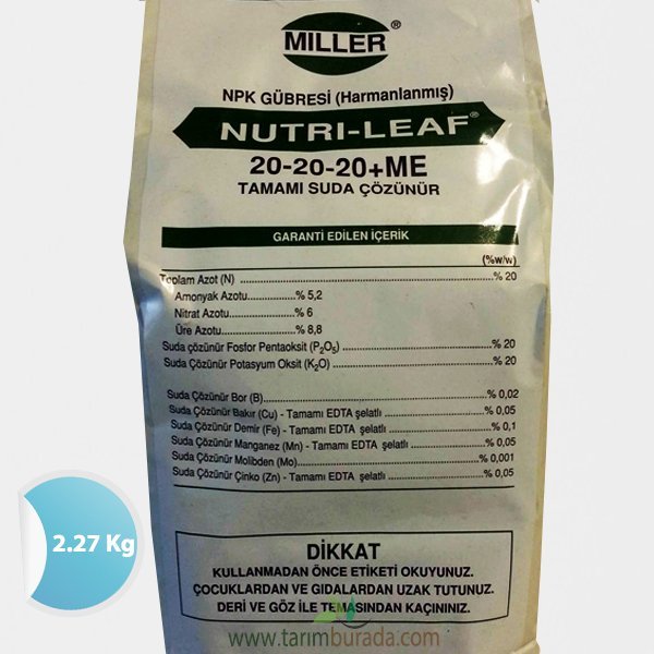 Nutri Leaf 20,20,20+ME Yaprak Gübresi 2,27 KG. Damlama Gübreleri Damlama&Yaprak Gübresi