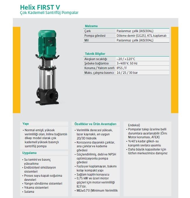 WİLO, Wilo, Helix, FIRST, V, 1019-5/25/E/KS, 7.5kW, 380V, Çok Kademeli ...