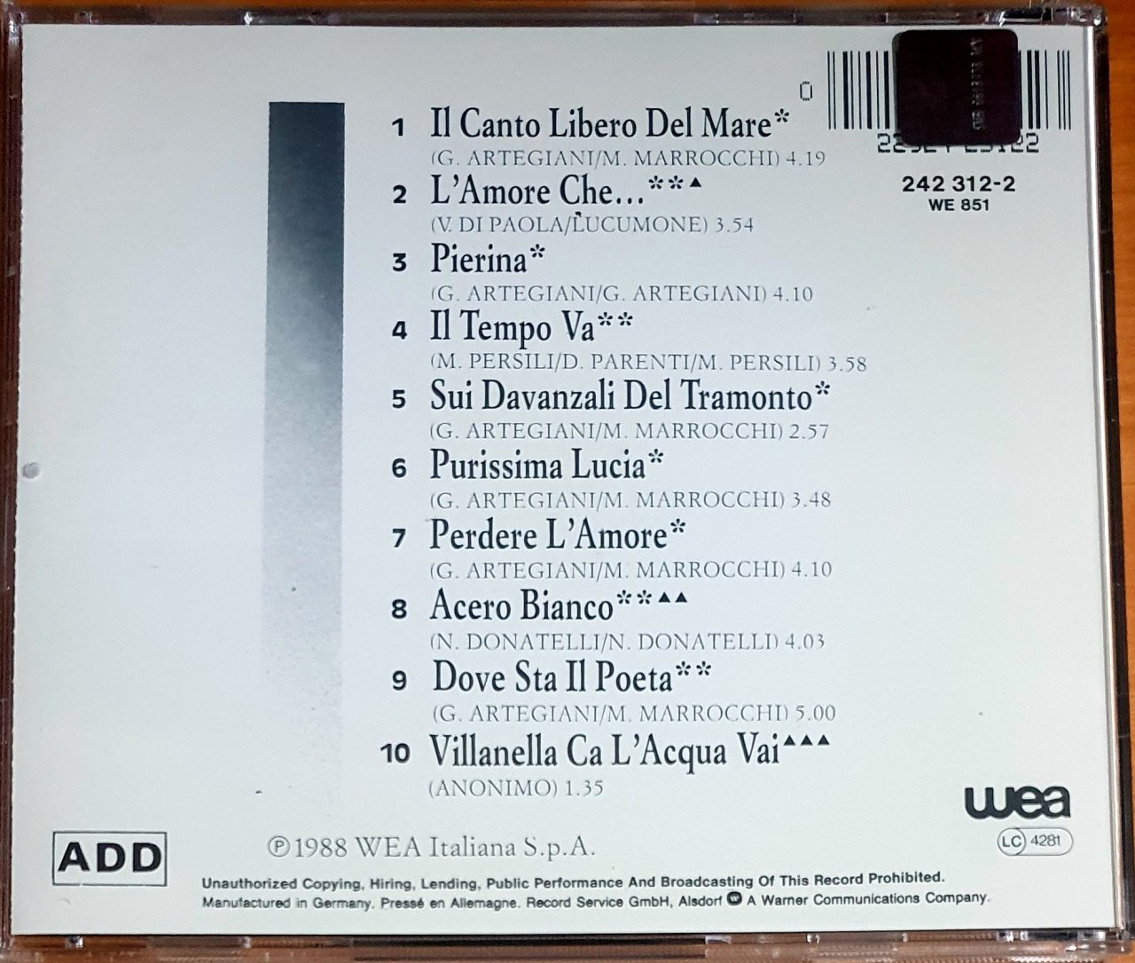 MASSIMO RANIERI - PERDERE L'AMORE (1988) - CD 2.EL MASSIMO RANIERI - PERDERE L'AMORE (1988) - CD 2.EL