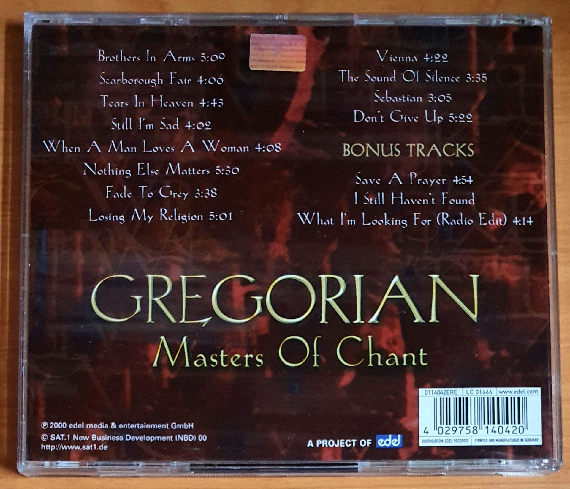 GREGORIAN - MASTERS OF CHANT (2000) - CD 2.EL