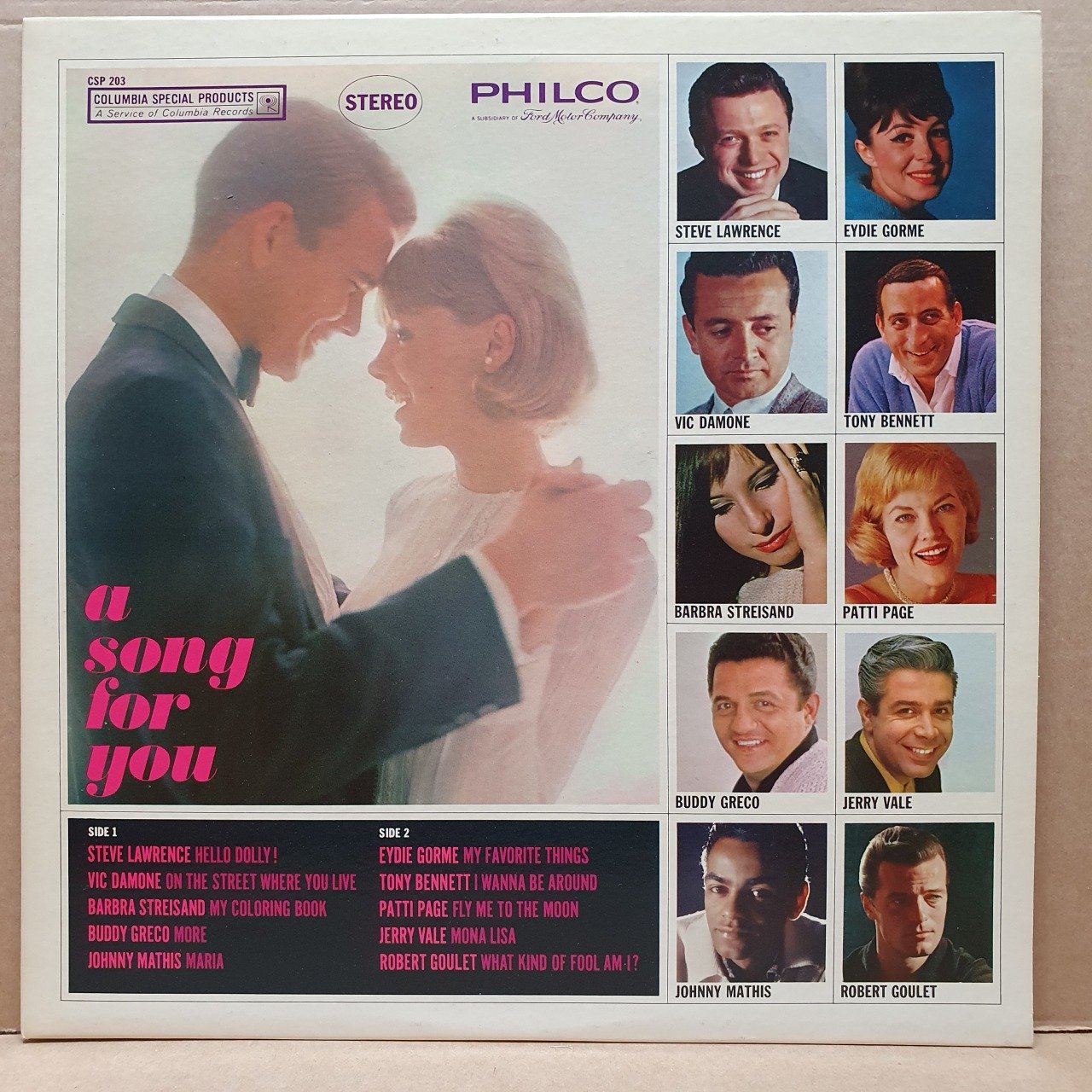 A Song For You Steve Lawrence Vic Damone Barbra Streisand Eydie Gorme Tony Bennett Lp 2