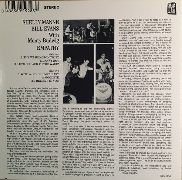 BILL EVANS / SHELLY MANNE WITH MONTY BUDWIG – EMPATHY (2018) - CD ... BILL EVANS / SHELLY MANNE WITH MONTY BUDWIG – EMPATHY (2018) - CD ...