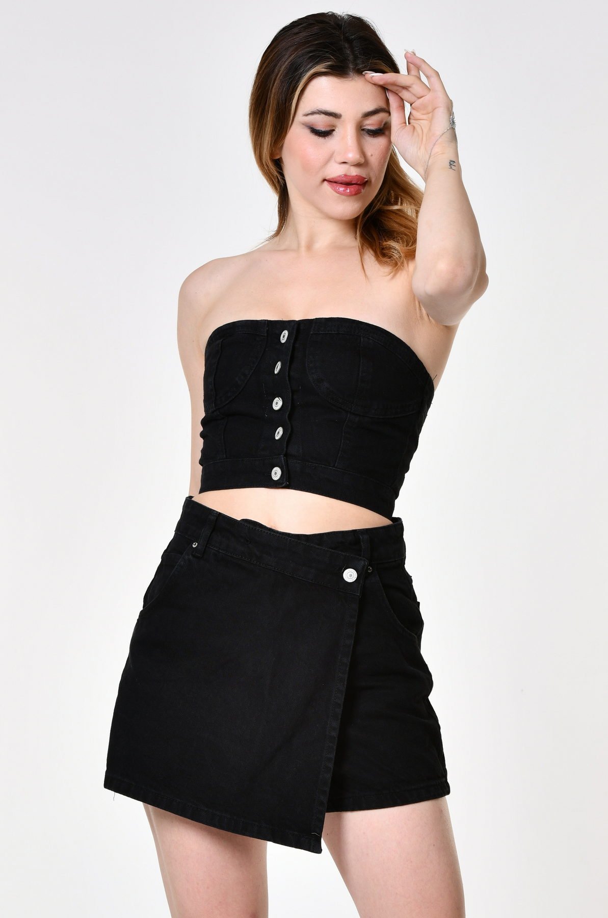 Top Secret Kadın Kot Şort Etek - Füme - Şort Etek