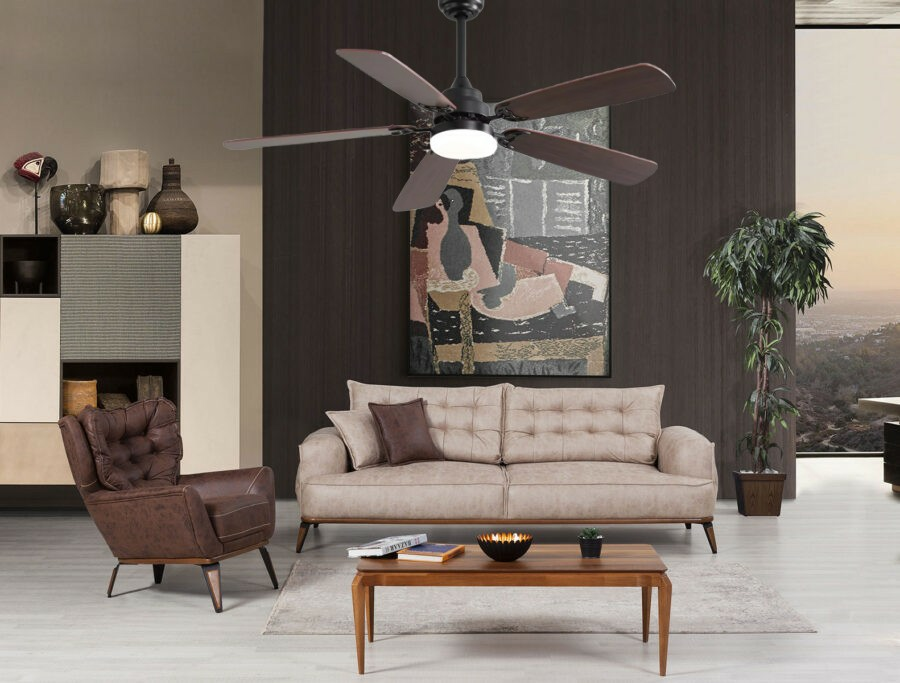 Fancium DKF-510 Kahverengi LED Aydınlatmalı Uzaktan Kumandalı Tavan Vantilatörü