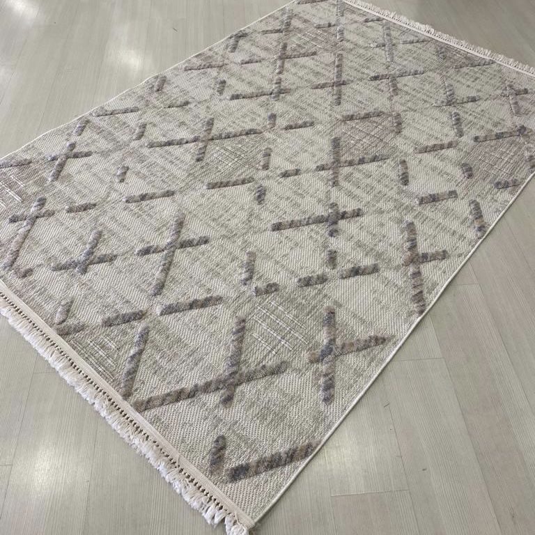 Bukle Koleksiyonu Gri Bej Kesme Halı 0092a | reformhali.com