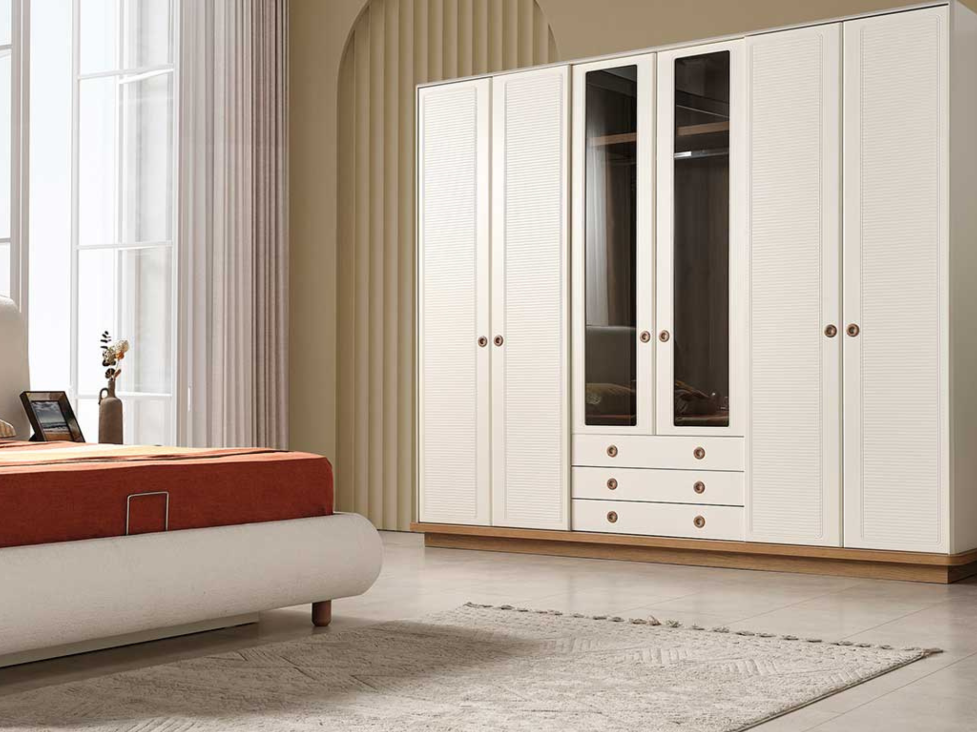 Prag Yatak Odası(Dolap) - Mobilyabazari 6 Kapılı Dolap