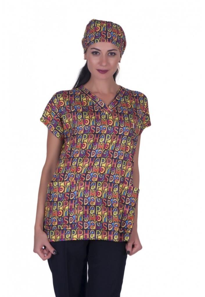 Renkli Harf Desenli Tek Üst Bayan Model 2