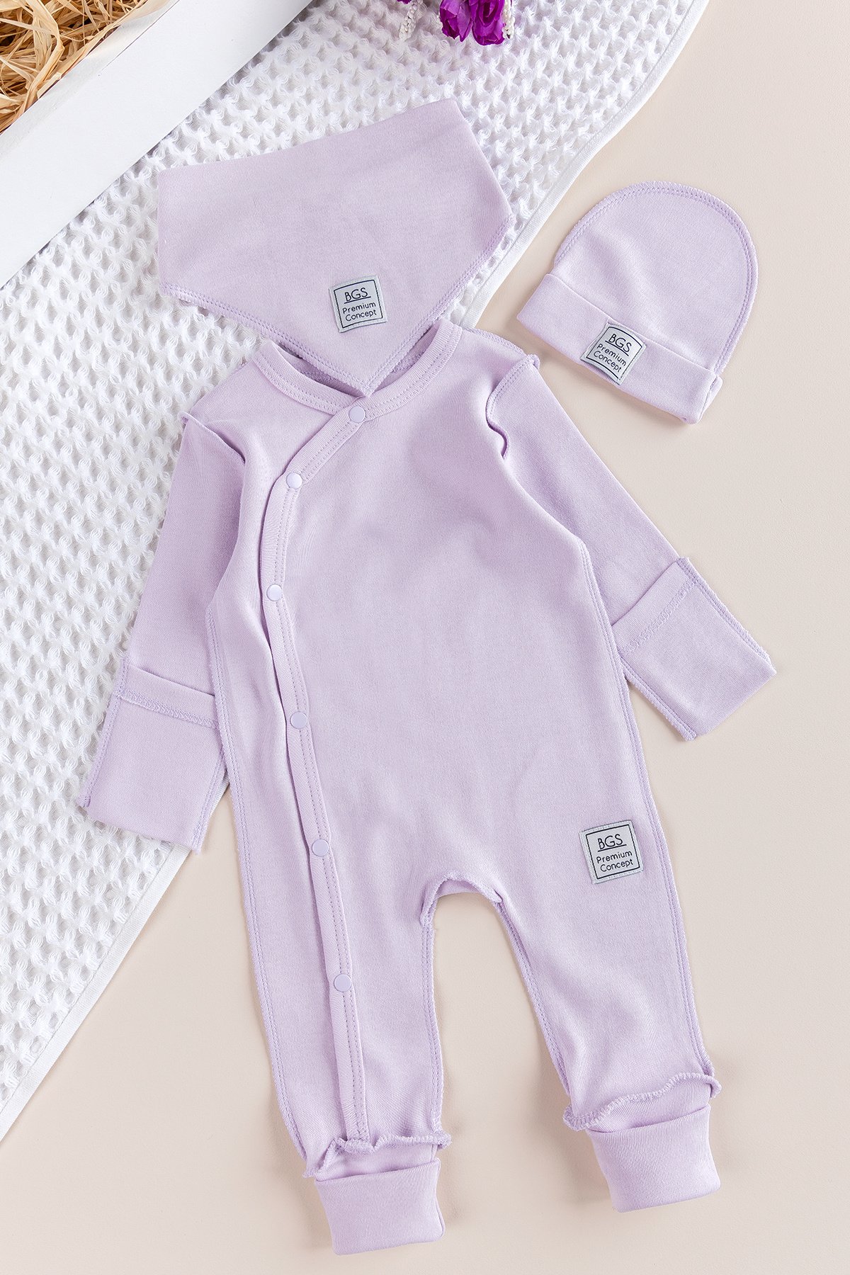 Bebek Tulum | Kendinden Eldivenli Naturel Bebek Tulum Takım