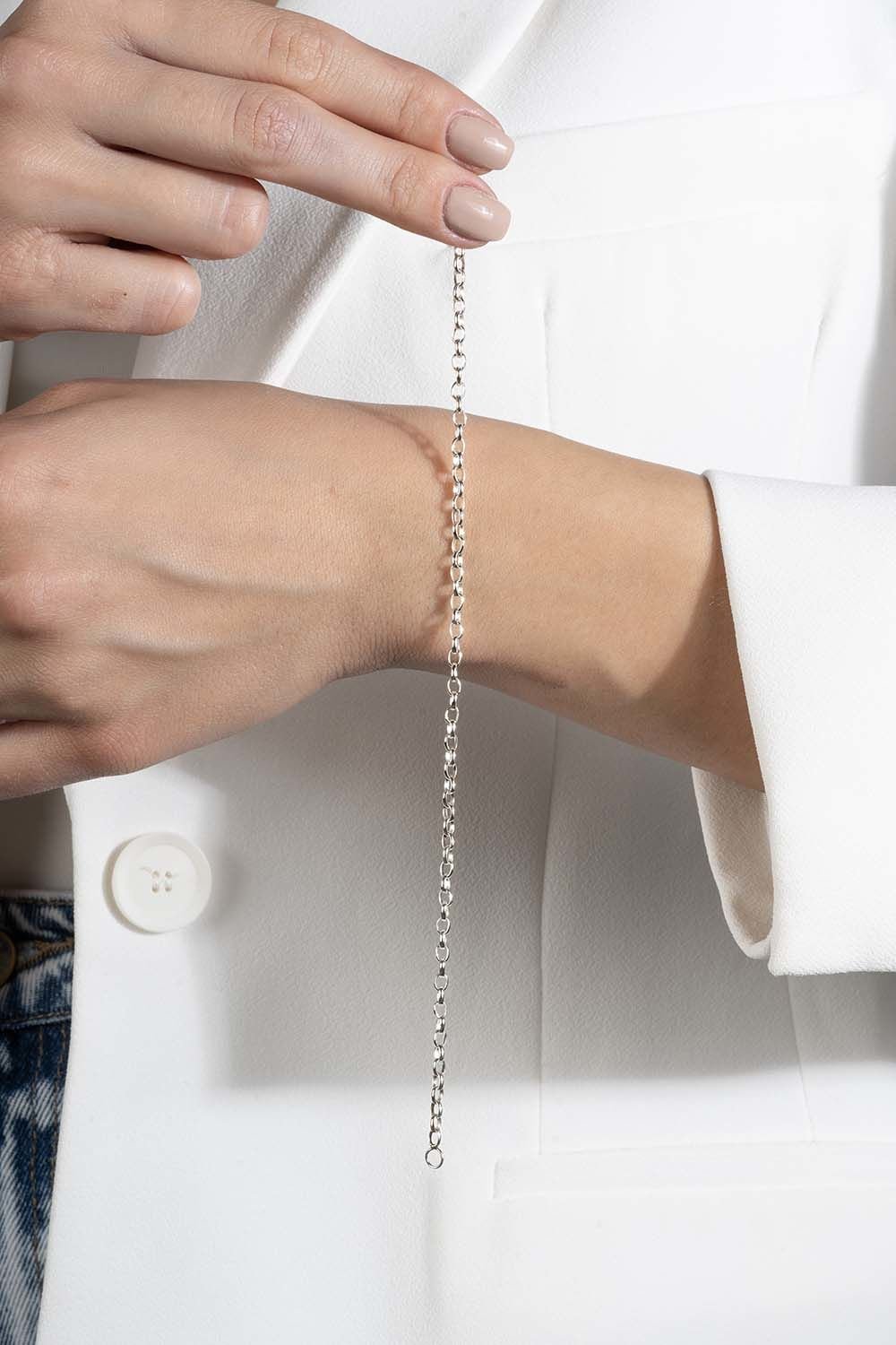 Oval Doch Model Gümüş 3,00 mm Genişlik Bileklik 17 Cm - Gümüş Rengi ...