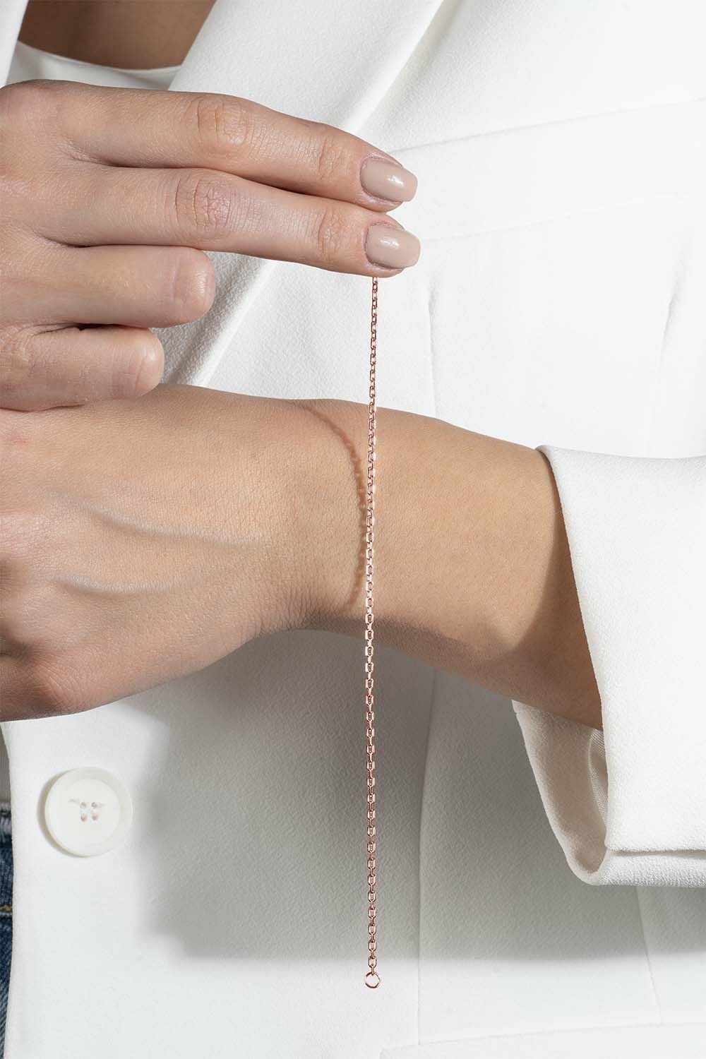 Forsa Model Gümüş 1,90 mm Genişlik Bileklik 17 Cm - Rose Rengi | Takıdepo