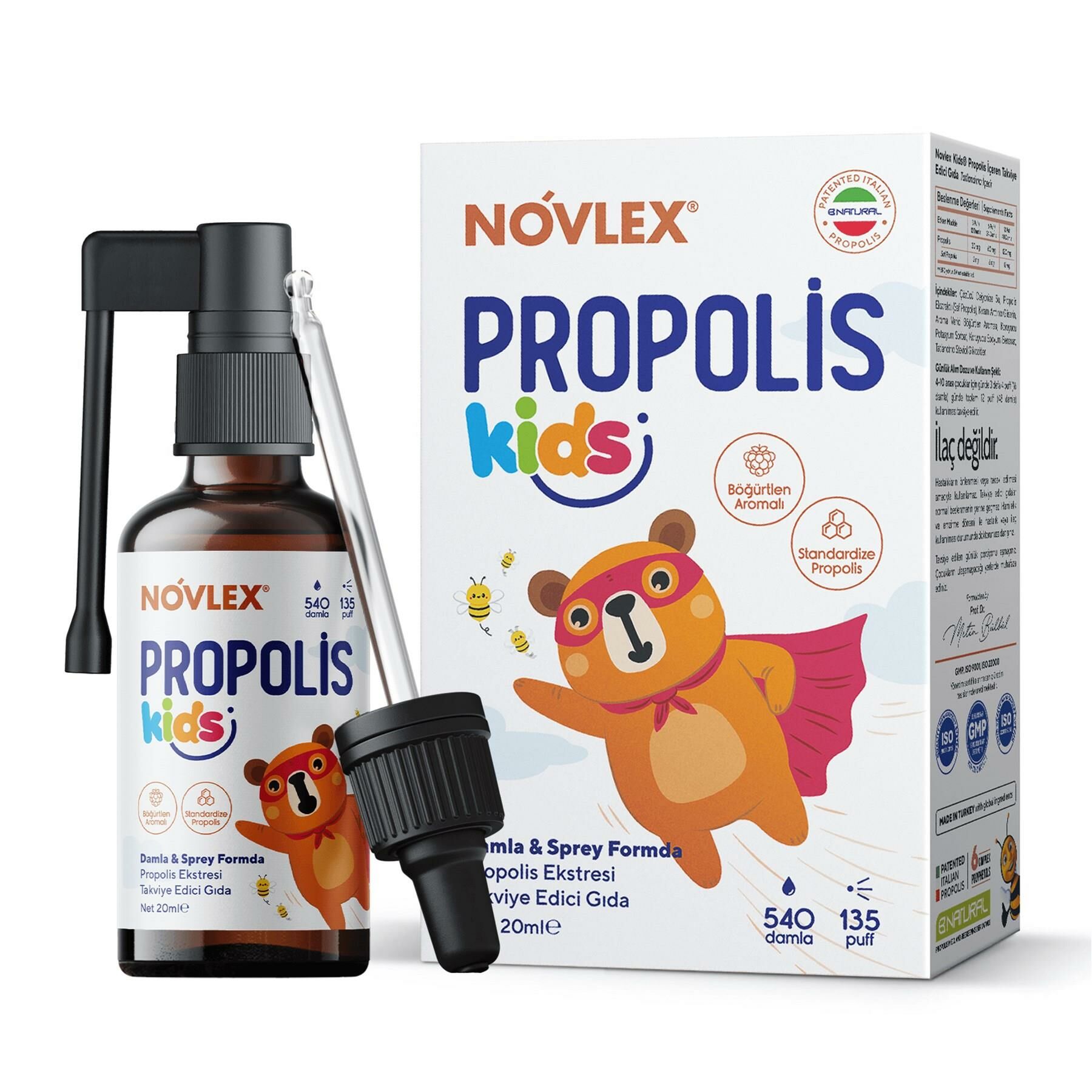Novlex® Propolis Kids Ekstrakt (Su Bazlı-Alkolsüz) Böğürtlen Aromalı ...