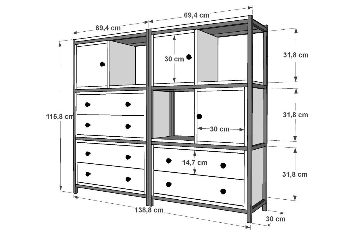 Raflı Üç Katlı Dolaplı Altı Çekmeceli Metal Konsol Antrasit 138 Cm MTL ...