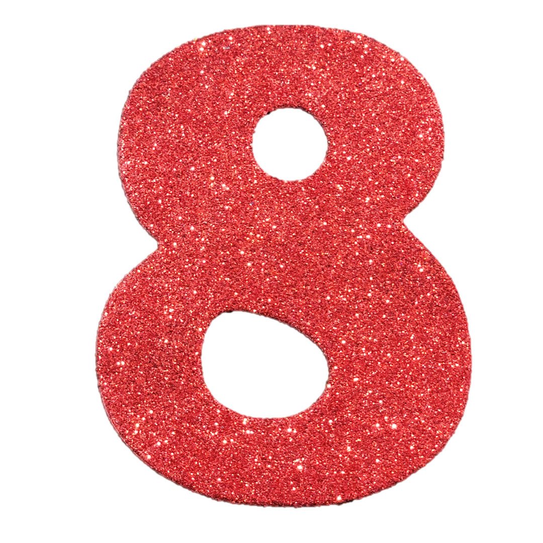 Simli Eva 8 Rakamı Kırmızı Renk | Eva Rakam Sticker