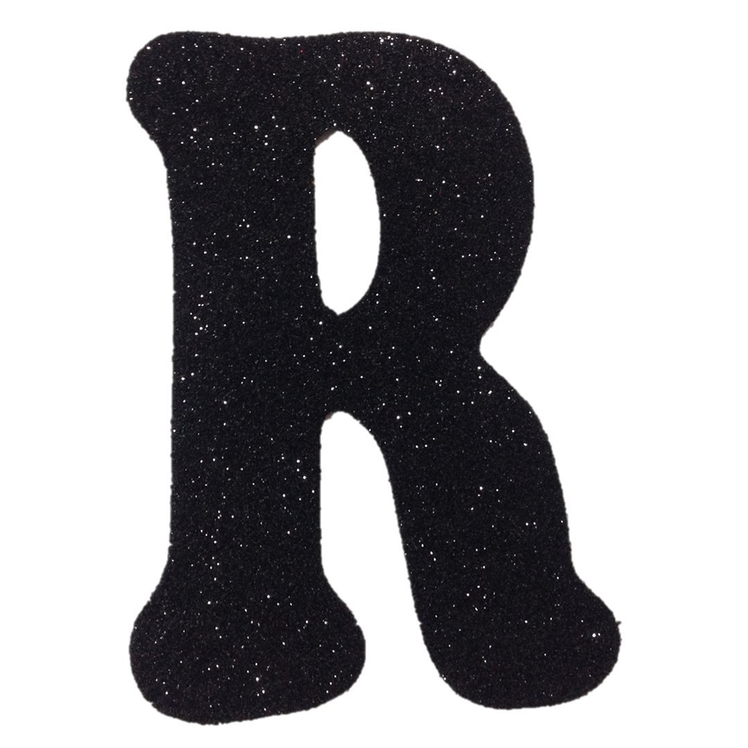 R Harfi Siyah Simli Eva 12 cm | Eva Harf Sticker