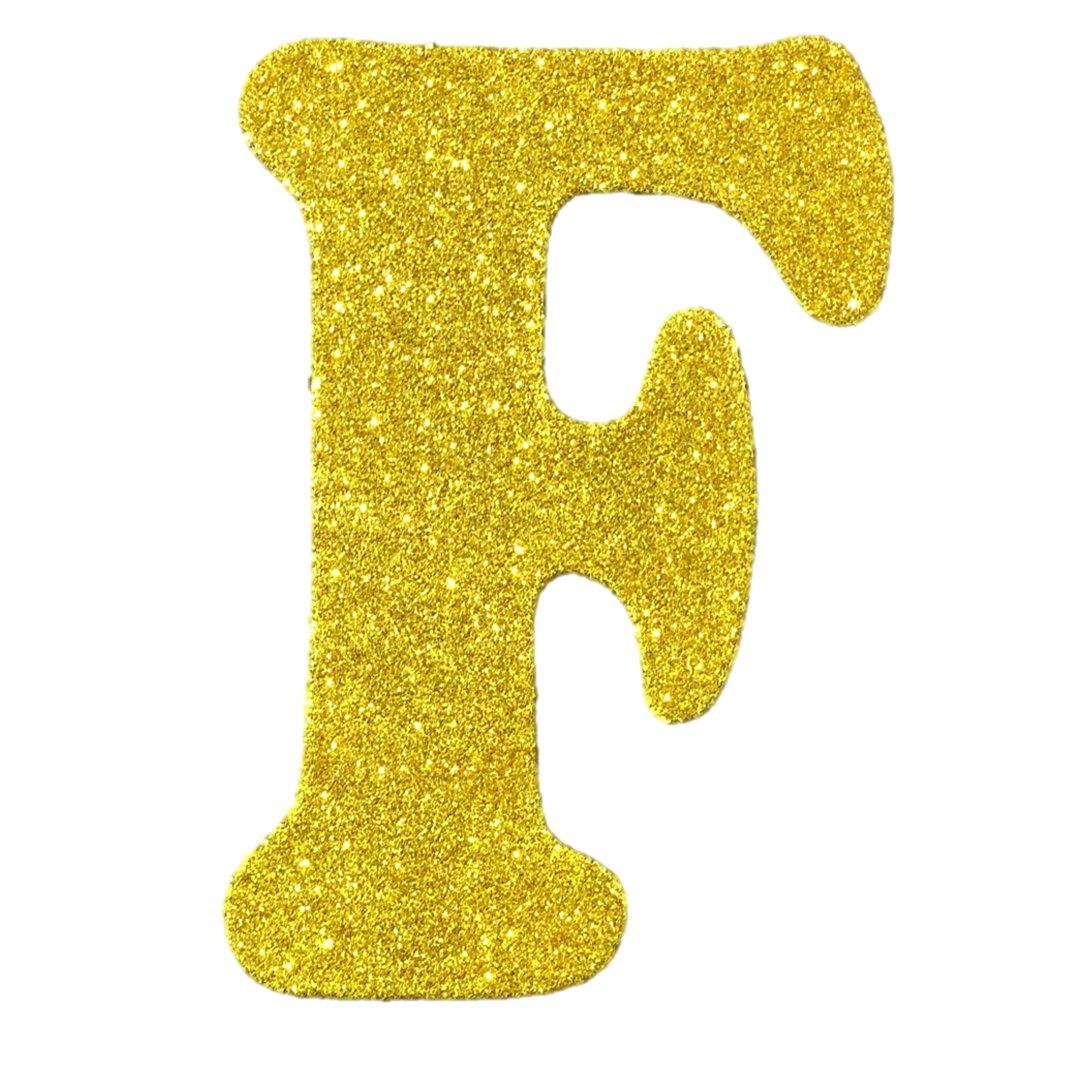 F Harfi Yapışkanlı Sticker Altın Renk Simli Eva Süs | Eva Harf Sticker