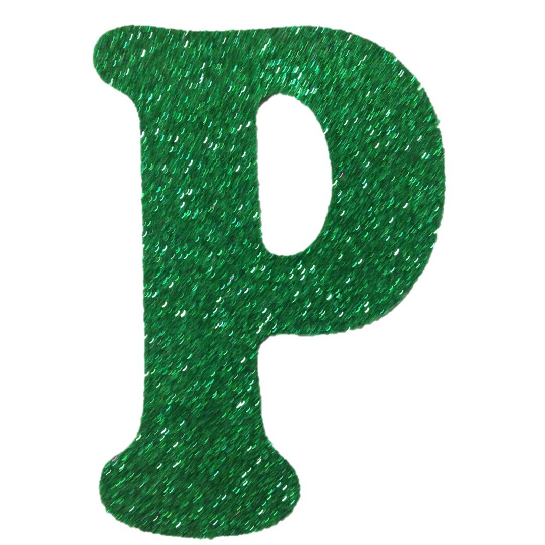 P Harfi Yeşil Simli Eva 12 cm | Eva Harf Sticker