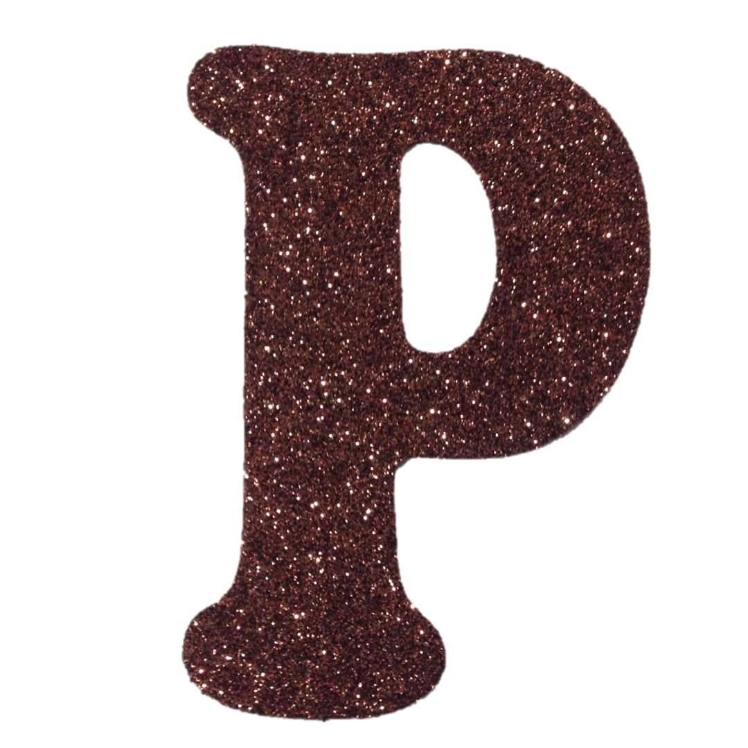 P Harfi Kahverengi Simli Eva 12 cm | Eva Harf Sticker
