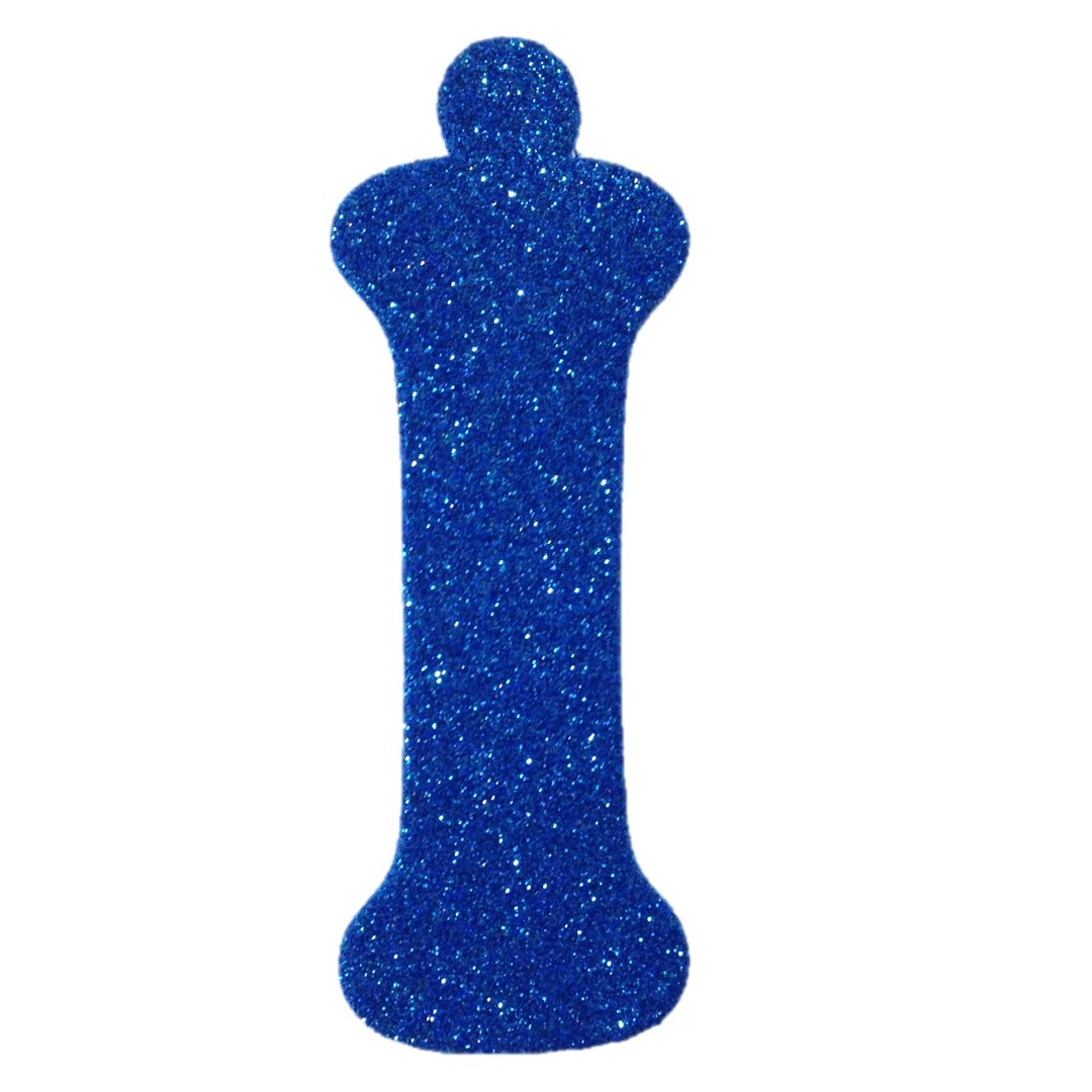 İ Harfi Mavi Simli Eva 12 cm | Eva Harf Sticker