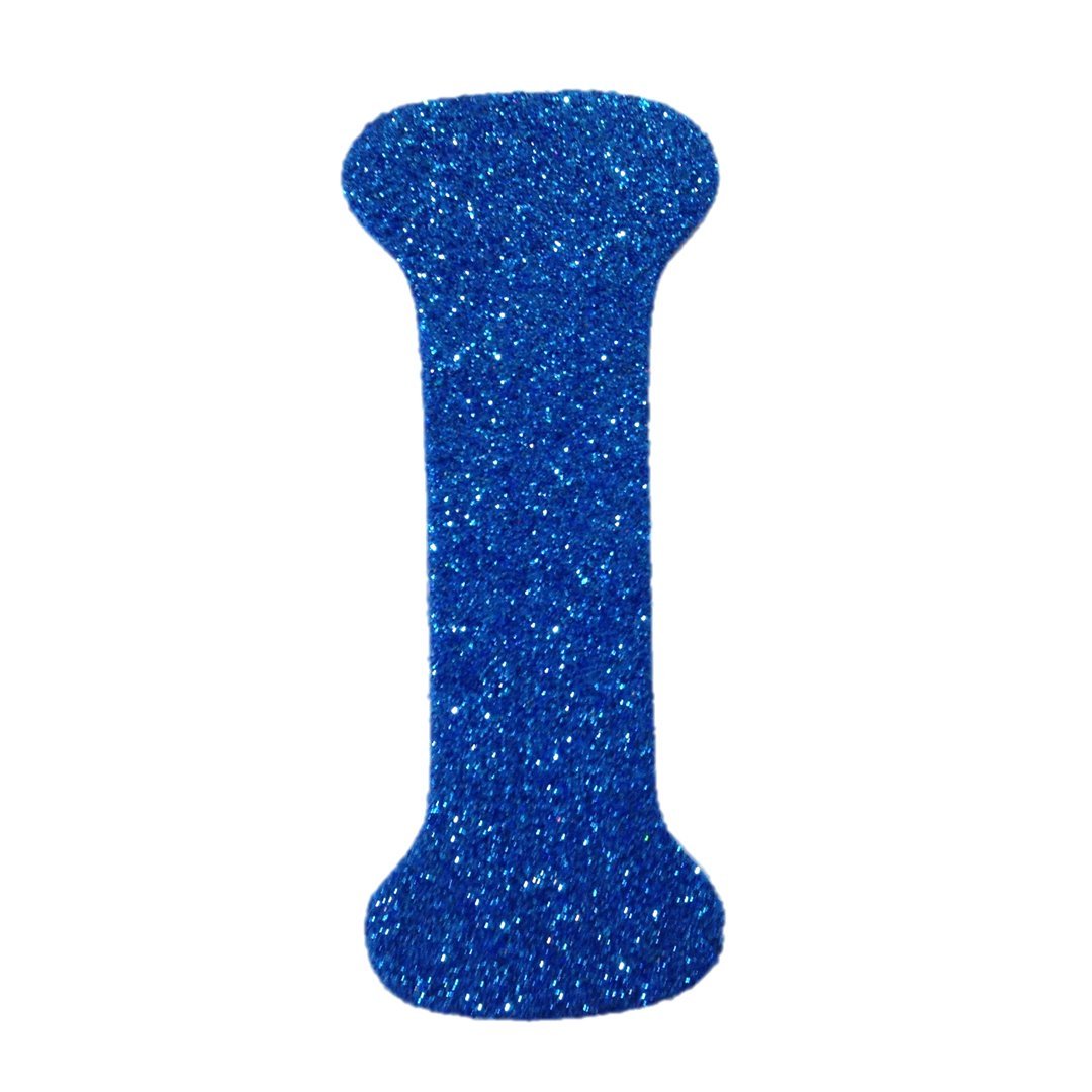 I Harfi Mavi Simli Eva 12 cm | Eva Harf Sticker