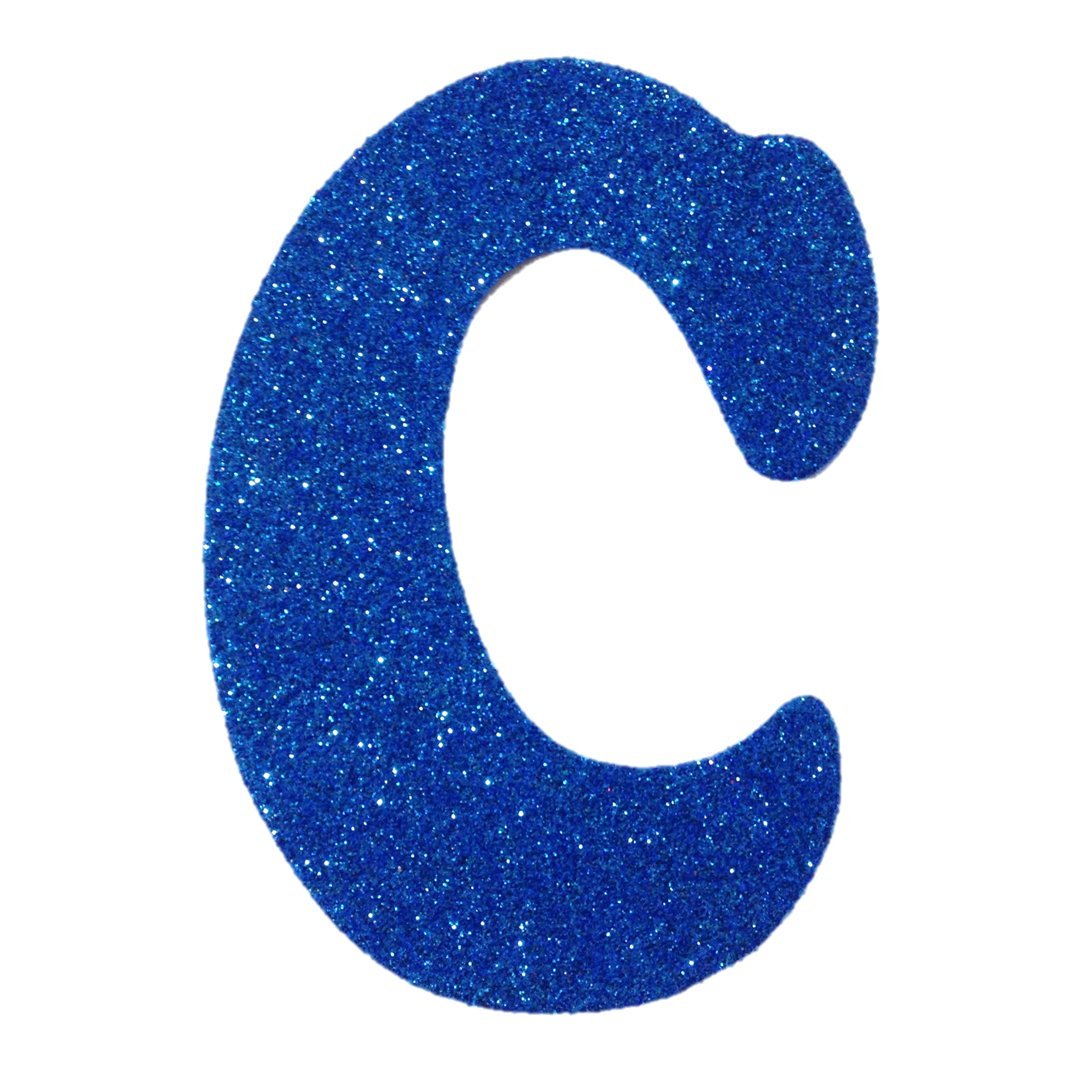 C Harfi Mavi Simli Eva 12 cm | Eva Harf Sticker