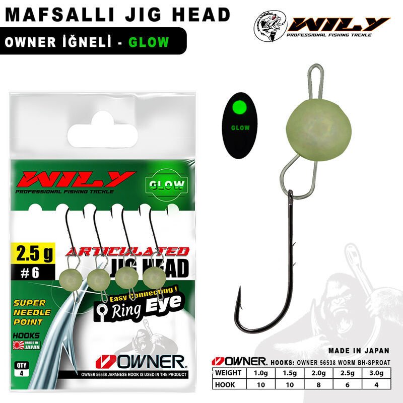 Avpazarim.net | -LRF JİGHEAD-, Wily 56538 Mafsallı Glow Jig Head, WILY