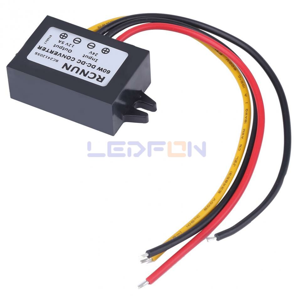 24V 12V 5A Voltaj Düşürücü Plastik | Ledfon.com