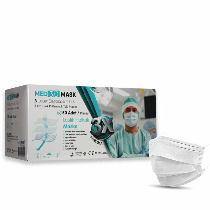Med Mask Yeni Nesil Beyaz Çocuk Full Ultrasonik 3 Katlı Telli Maske (5 ...