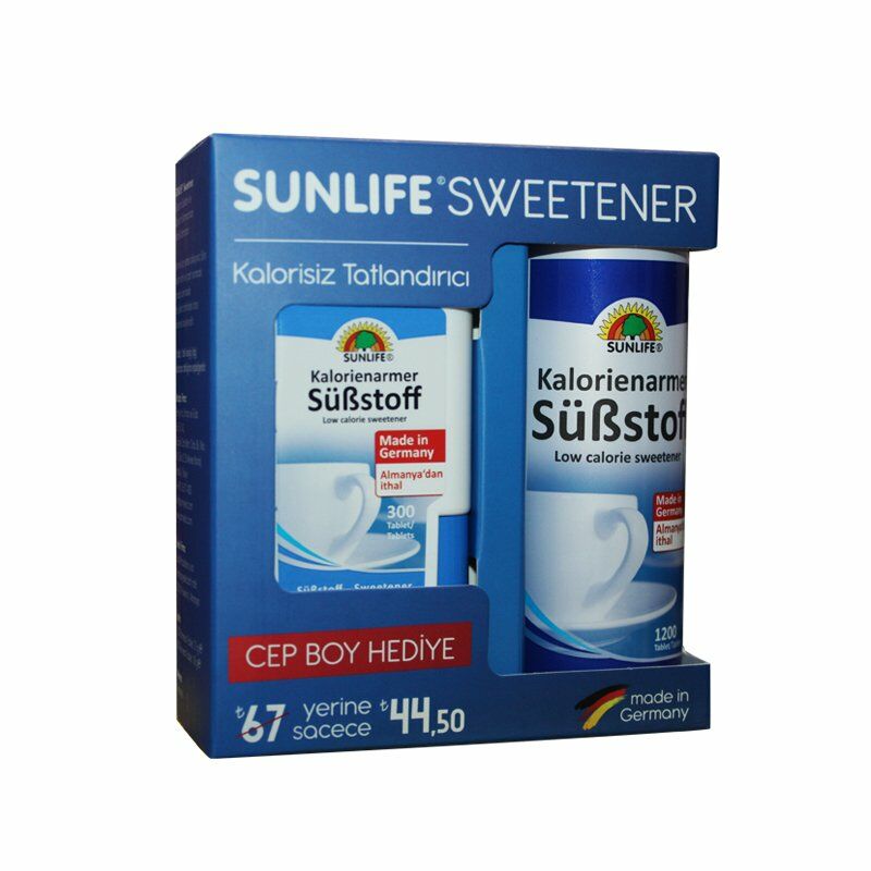 Sunlife Kalorienarmer Sübstoff Sweetener 1200 Tablet + Cep Boy Hediye