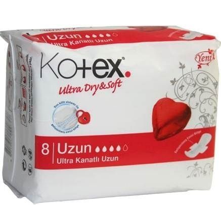 Kotex Ultra Dry Soft Günlük Ped Ultra Kanatlı Uzun 8'Li