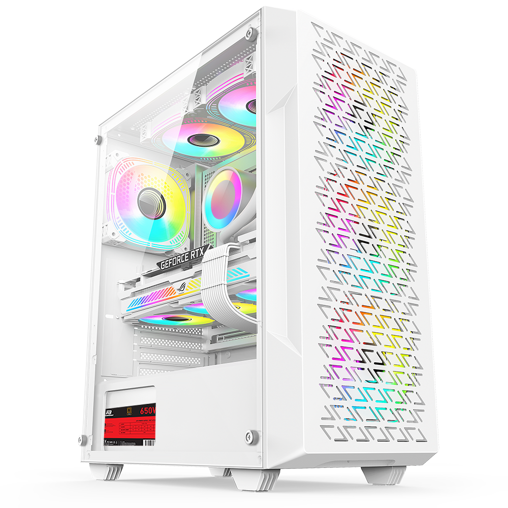 PowerBoost PB-P801AW 650w 80+ Bronze USB 3.0, ATX Mesh RGB Fanlı Beyaz Kasa