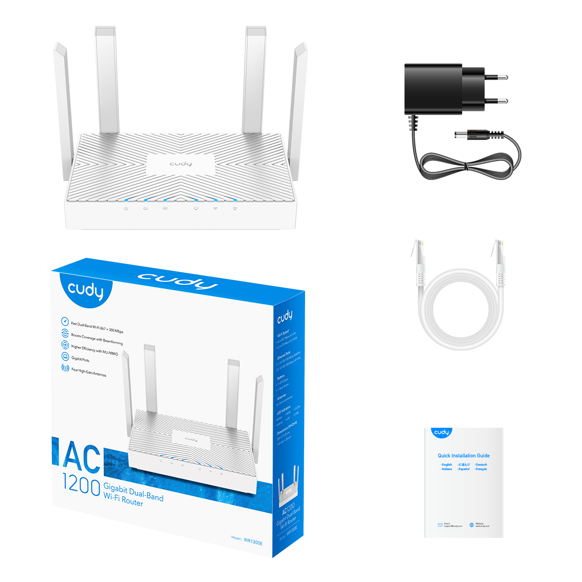 Cudy WR1300E AC1200 2.4GHz/5GHz 1200Mbps 3Port Gigabit Wi-Fi 5 Kablosuz ...