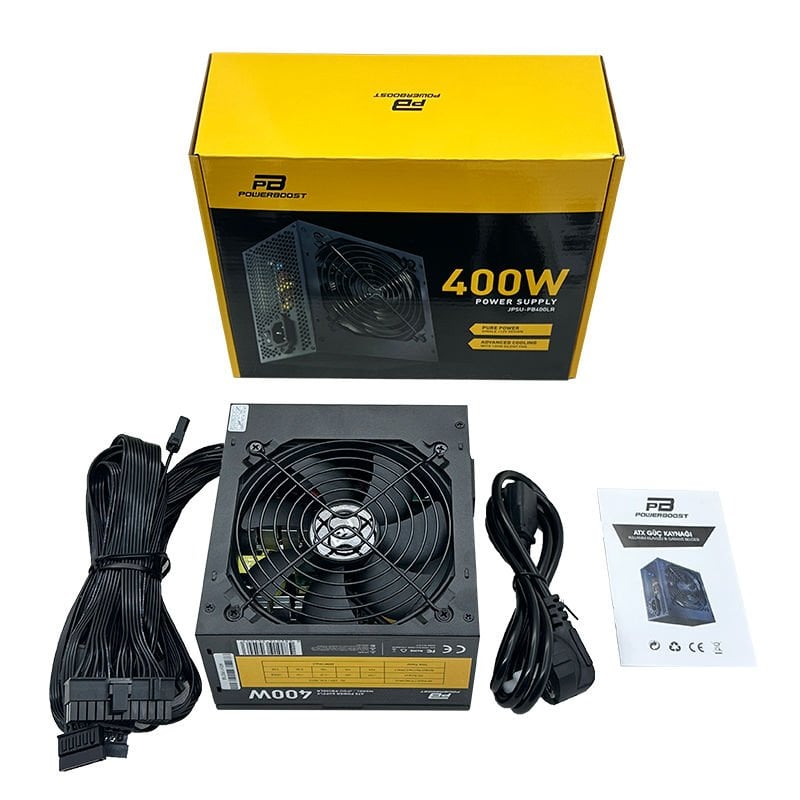 PowerBoost PB400LR 400W 1*PCI-E 6 Pin 12cm Siyah Fanlı ATX Power Supply ...