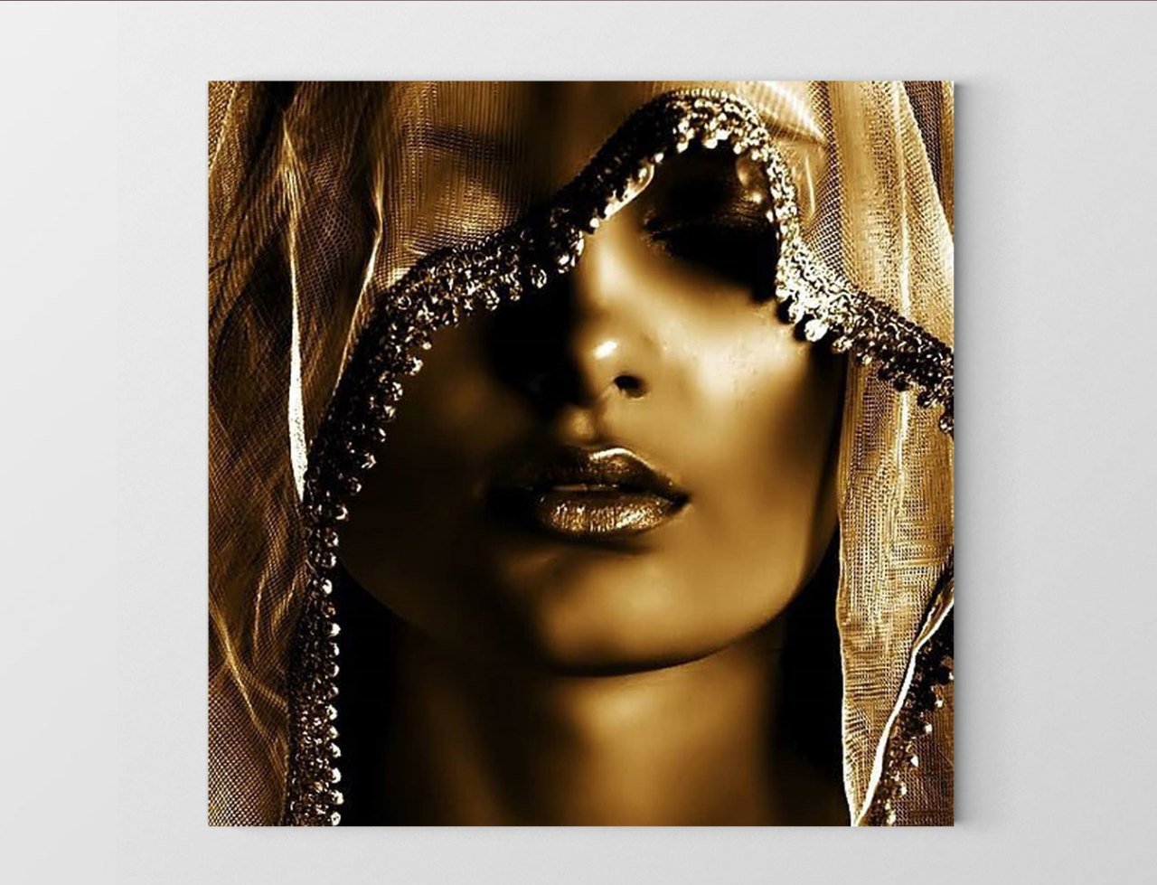 Zenci Kadın Tablosu Çerçevesiz - 40x40 - Çerçeveli Tablo