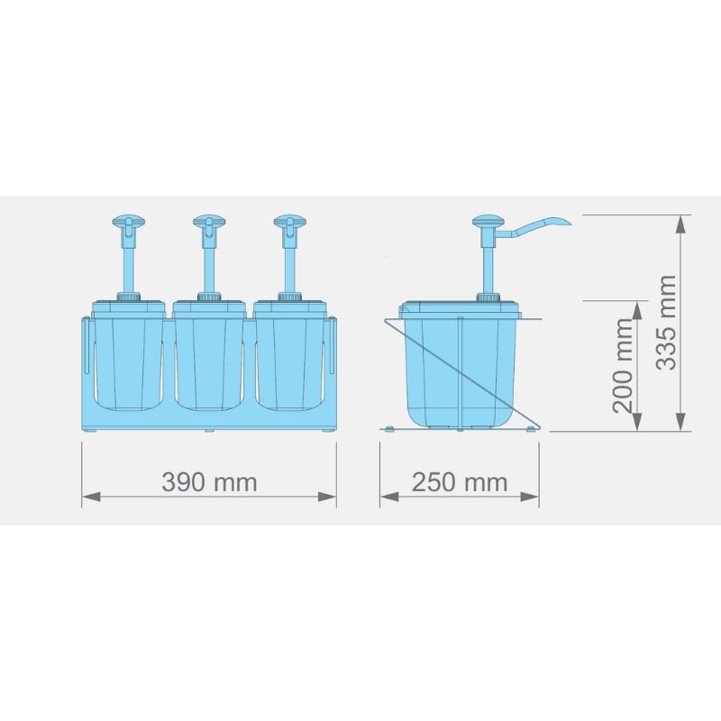 Kalando KDP-003 Basmalı Sos Pompası Üçlü Z Stant Plastik 3x1.9 L