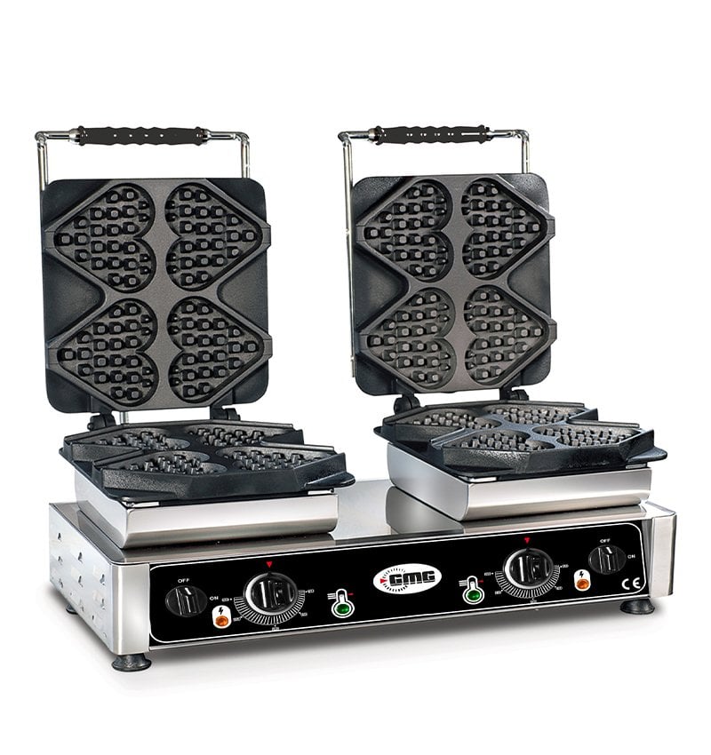 GMG WE 24 Çubuk Kalp Waffle Makinesi, Çift Kapaklı Değiştirilebilir Plaka