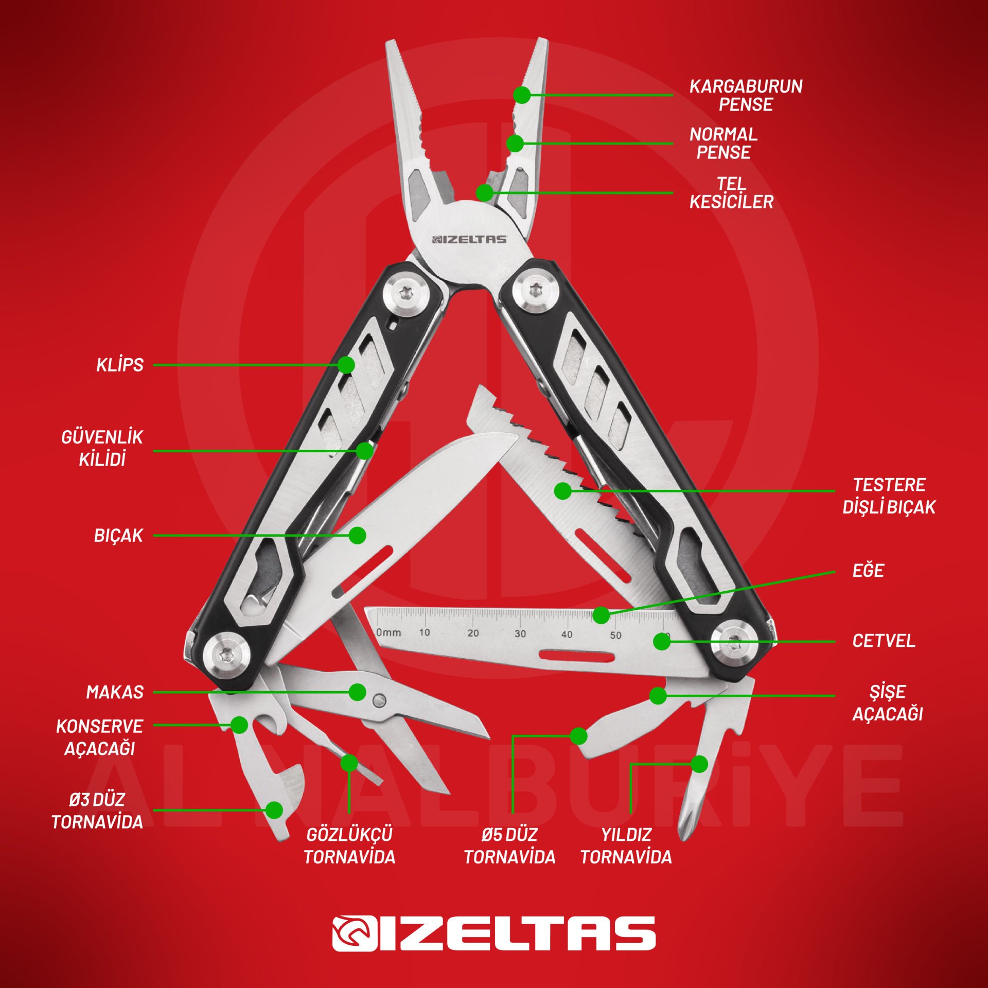 İzeltaş Multi Tool 15 Fonksiyonlu 155 MM - 14000005270 En İyilerin ...