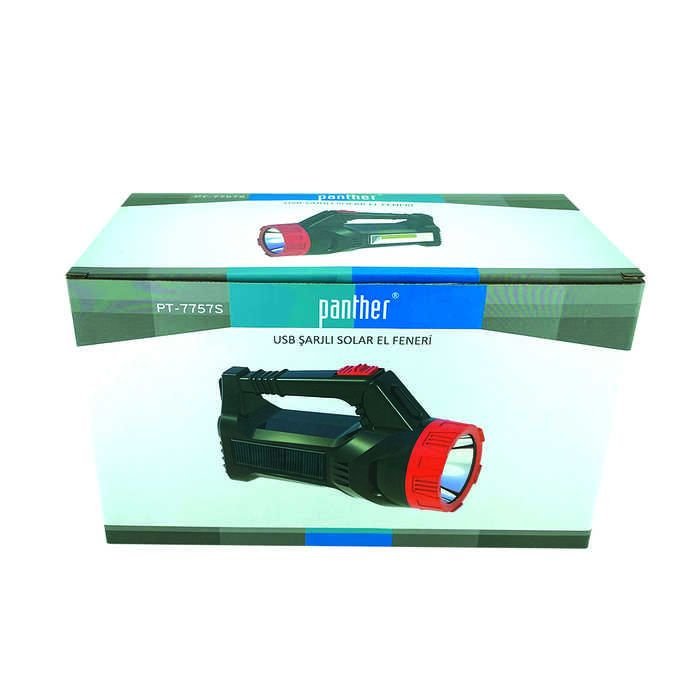 PANTHER PT-7757S USB ŞARJLI SOLAR EL FENERİ En İyilerin Tercihi Al Nalburiye'de