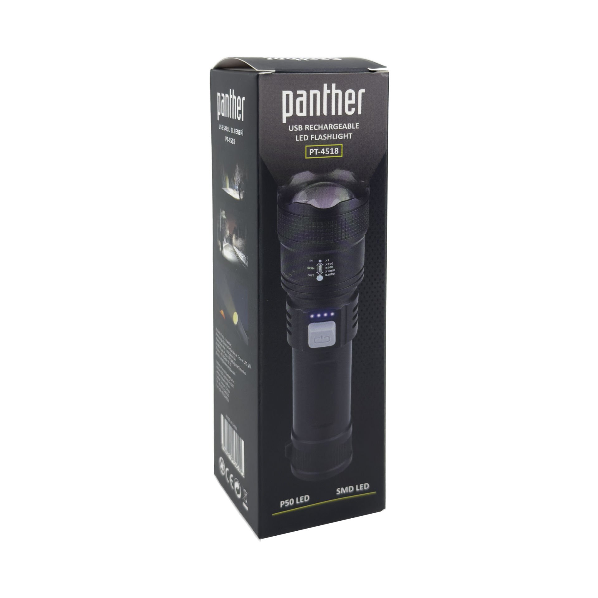 PANTHER PT-4518 USB ŞARJLI EL FENERİ En İyilerin Tercihi Al Nalburiye'de