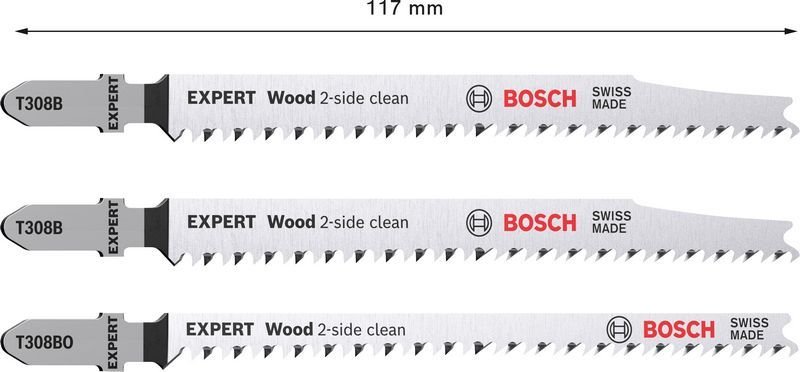 Bosch Dekupaj Testere Bıçağı Expert ExCleanfWood Set (3 Parça) - 2608900559